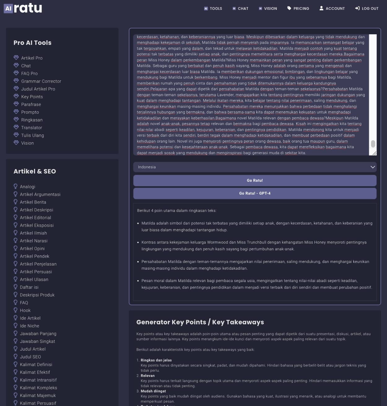Generator Key Points - Ratu AI